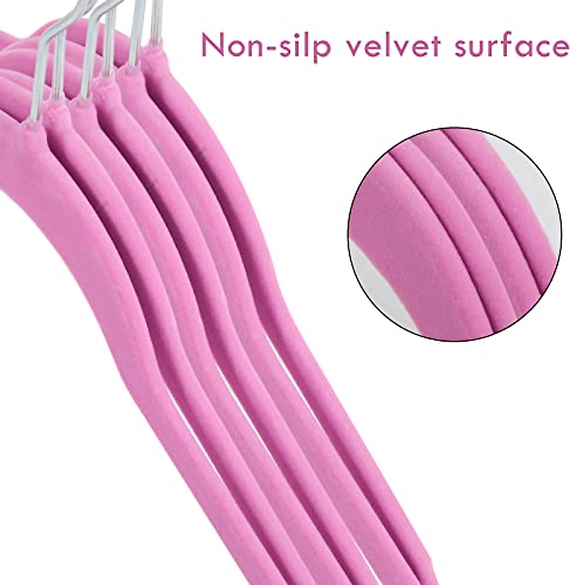 ATZJOY Velvet Shirt Hangers 30 Pack Non Slip Clothes Hangers Ultra Slim Space Saving Clothing Hangers for Coats, Suit, Shirt, Pants & Dress Clothes(Pink)
