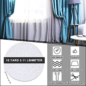 Wowangce 10 Yards 0.1 Lb/Meter Curtain Weighted Tape Fabric Iron Block Weighted Drapery Tape for Indoor Outdoor DIY Curtain Drapery Accessories