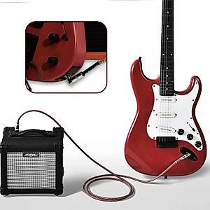 OTraki 3FT Guitar Cables 2 Pack Electric Guitar Chord 1/4 Inch Straight to Right Angle 6.35mm Gold Plated TS Plug Nylon Connect Guitar Instrument Cable for Guitar Bass Drum Audio Device 1M