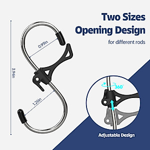 ACMETOP 12 Pack S Hooks for Hanging, S Hooks Stainless Steel with Safety Buckle, Metal Hooks Fitting Diameter up to 1.26 Inch, Heavy Duty for Hanging Pots and Pans, Coffee Cups, Clothes, Plants