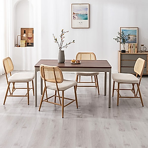 ONEVOG Classic Fabric Dining Chairs, Plush Upholstered Dining Seat，Kitchen Dining Room Chair with Curved Back, Faux Wood Metal Legs, Mid Century Modern Beige Dinner Chairs Set of 2