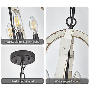 Fabulis Chandeliers with 4 Lights Dining Room Ceiling Light Fixture Over Table Black and White Ceiling Pendant Lights Kitchen Island for entryway Bedroom Farmhouse Living Room Hallway