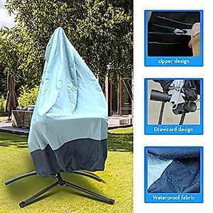 73 Inch Patio Thicken Hammock Cover Waterproof, Outdoor Hanging Chaise Lounge and Stand Wind Resistant Cover, Weatherproof Outdoor Curved Steel Hammock Lounger Swing Chair Covers