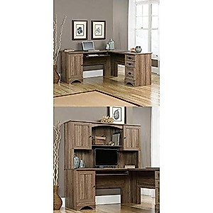 Sauder 417586 Harbor View Corner Computer Desk A2, Salt Oak & Sauder 417587 Harbor View Salt Oak Hutch (only)