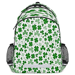 GzLeyigou Patricks Shamrock Clover School Backpacks for Boys Girls Happy St Patrick Day BookBag for Teen Girls Travel Schoolbag for Boys Girls Middle High school Bookbags