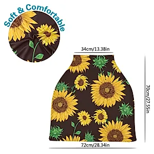 Nursing Cover Breastfeeding Scarf Sunflowers Black- Baby Car Seat Covers, Infant Stroller Cover, Carseat Canopy(v)
