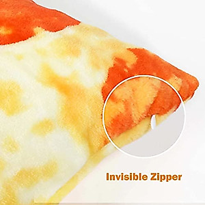 Bnuitland 72 Inch Pizza Funny Blanket with Pillow Cover (18×18"), 300 GSM Double Sided Giant Novelty Tortilla Realistic Food Blanket for Your Family, Adults and Kids