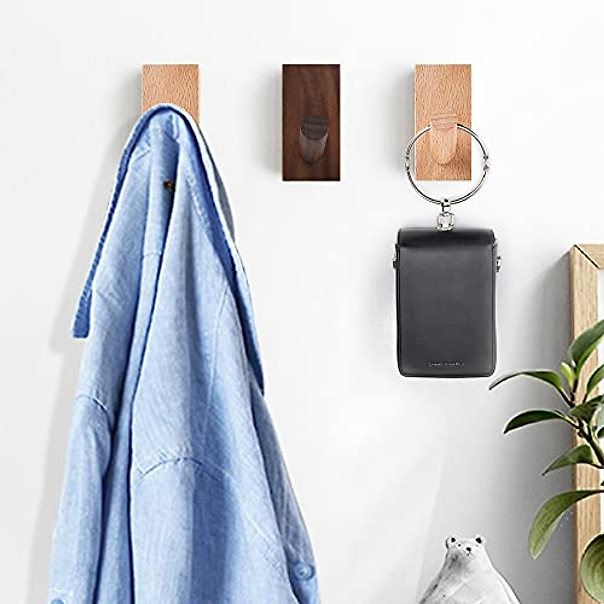 TAOIFY Wood Wall Hooks-(3 Black Walnut Hooks) Handmade Natural Wooden Hooks, Wall-Mounted Hooks, can Hang Clothes, Hats, Hangers, Towels, Heavy Objects