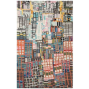 SAFAVIEH Aspen Collection 3' x 5' Ivory / Black APN517A Handmade Abstract Boho Wool Area Rug