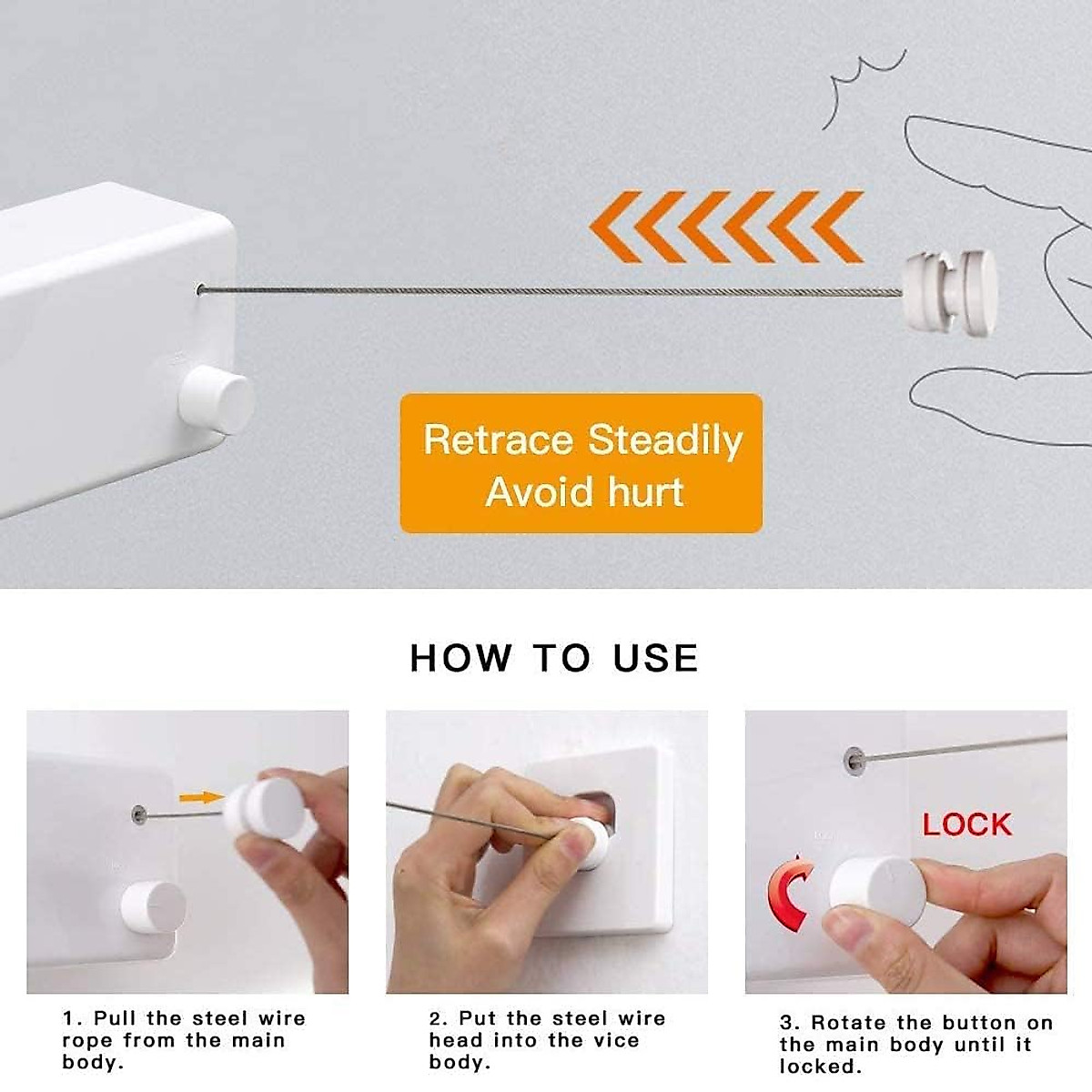 JOOM Retractable Clothesline Indoor Double Clothes Lines retracting | Heavy Duty for Drying Laundry line Outdoor|Wall Mounted Stainless Steel 13.8Feet Two line (Blue Grey)