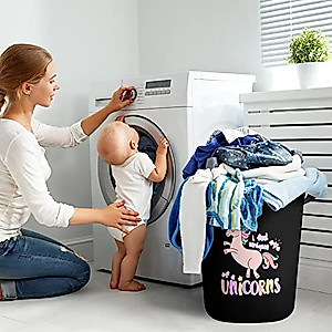 Unique Unicorn Large Laundry Basket Hamper Bag Washing with Handles for College Dorm Portable
