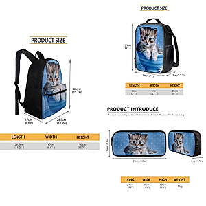 FOR U DESIGNS Kitten Cat Teens Backpack Set Canvas Girls School Bags Bookbags 3 in 1