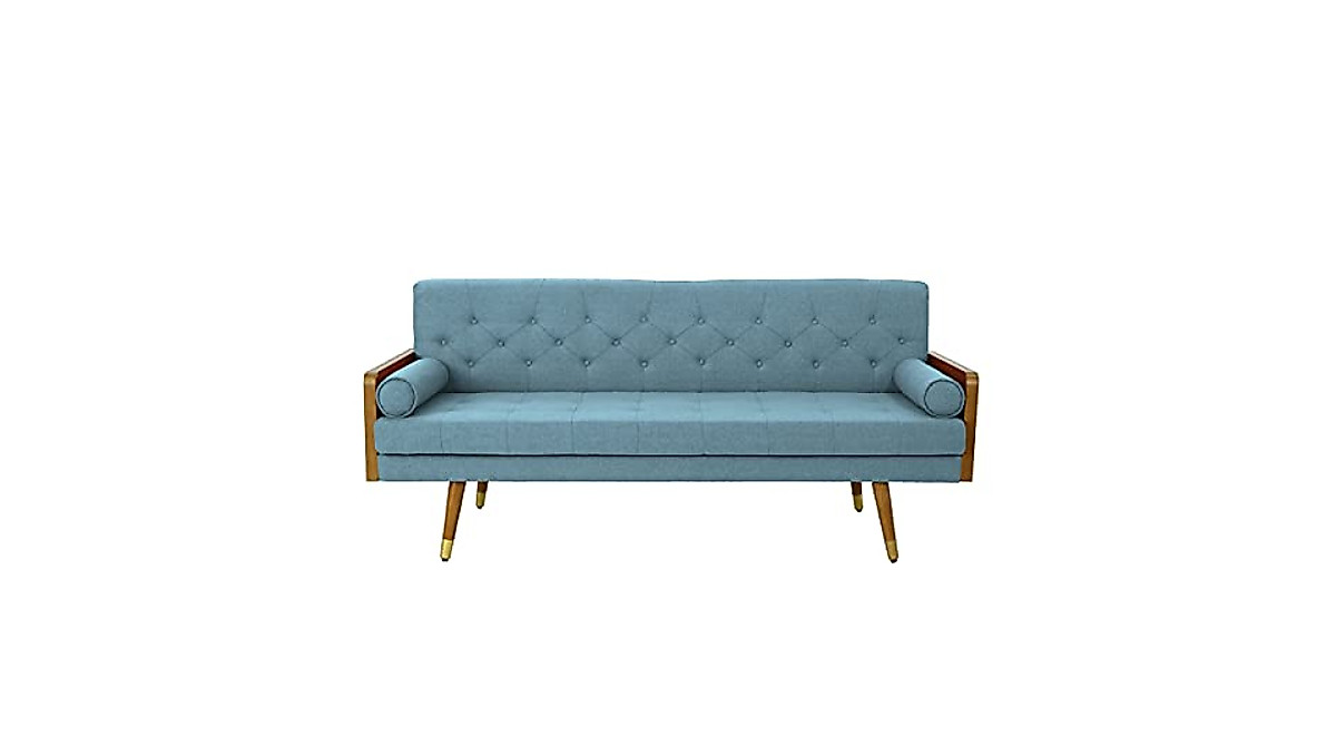 Aidan Mid Century Modern Tufted Fabric Sofa in Blue | Christopher ...