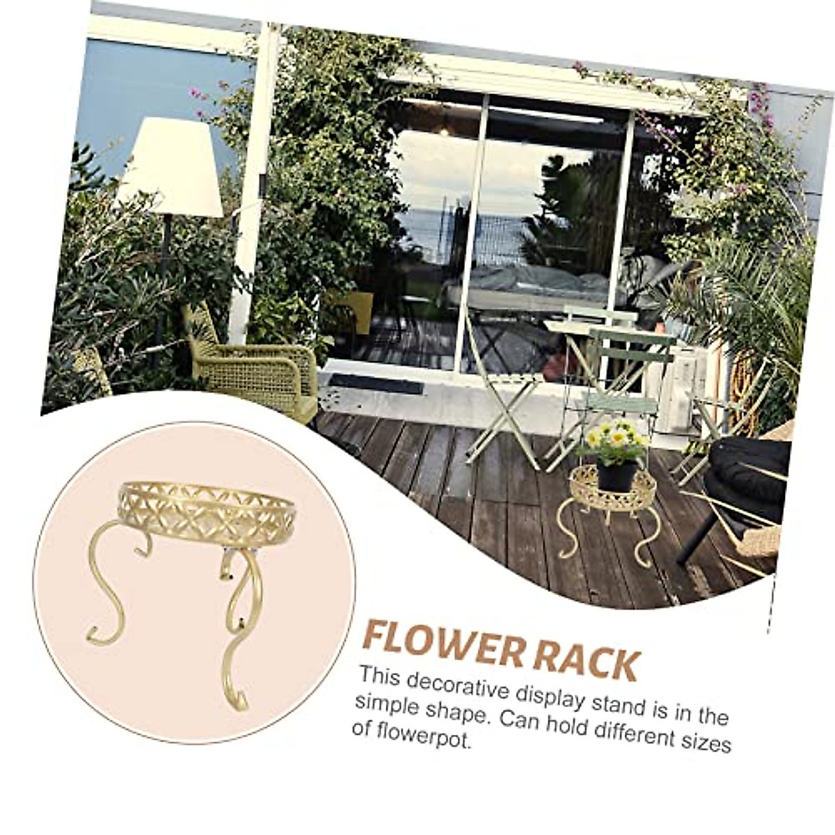 Yardwe Steel Heavy Trivet Art Stands Storage Outdoor Flowerpot Pot Bonsai Retro Flower Gold Metal Pots Shelf and Inch Base Supports Garden Round X Iron Containers Support Golden Planter