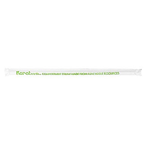 Karat Earth KE-C9230 9" PLA Straws 7mm Wrapped (Case of 2500)