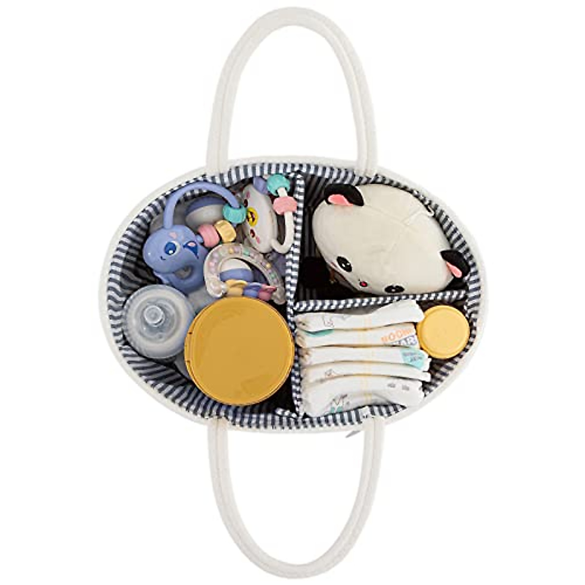 GREATALE Baby Diaper Caddy Organizer - Portable Rope Nursery Storage Bin for Changing Table & Car - Diaper Storage Basket with Removable Divider (Brown)