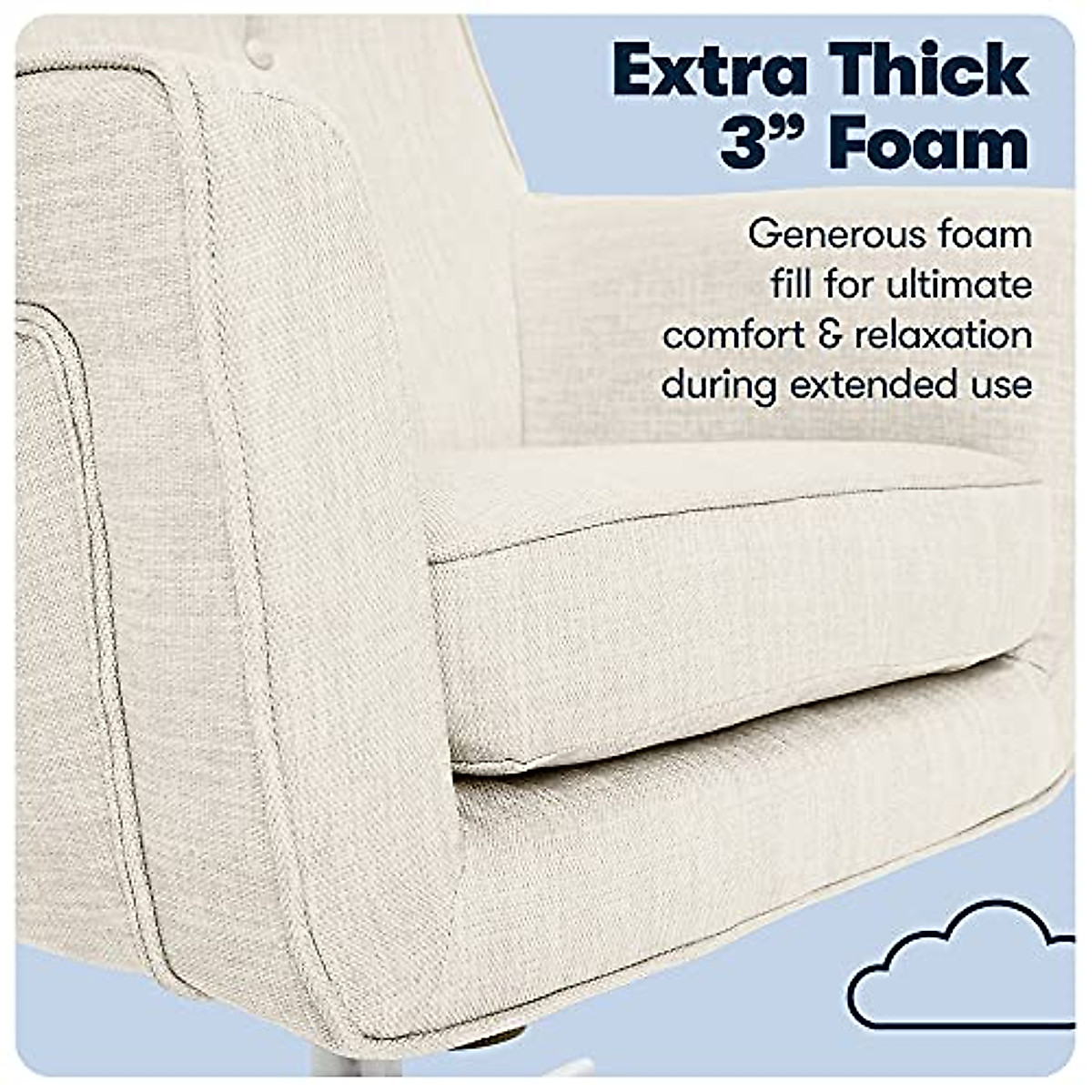 Serta Ashland Modern Office Chair, Stylish Mid-Back DeskChair, SertaQuality Foam, MemoryFoam Cushion, Comfy Armchair with Wheels, VanityChair, Metal Base, Chrome Finish, Ivory