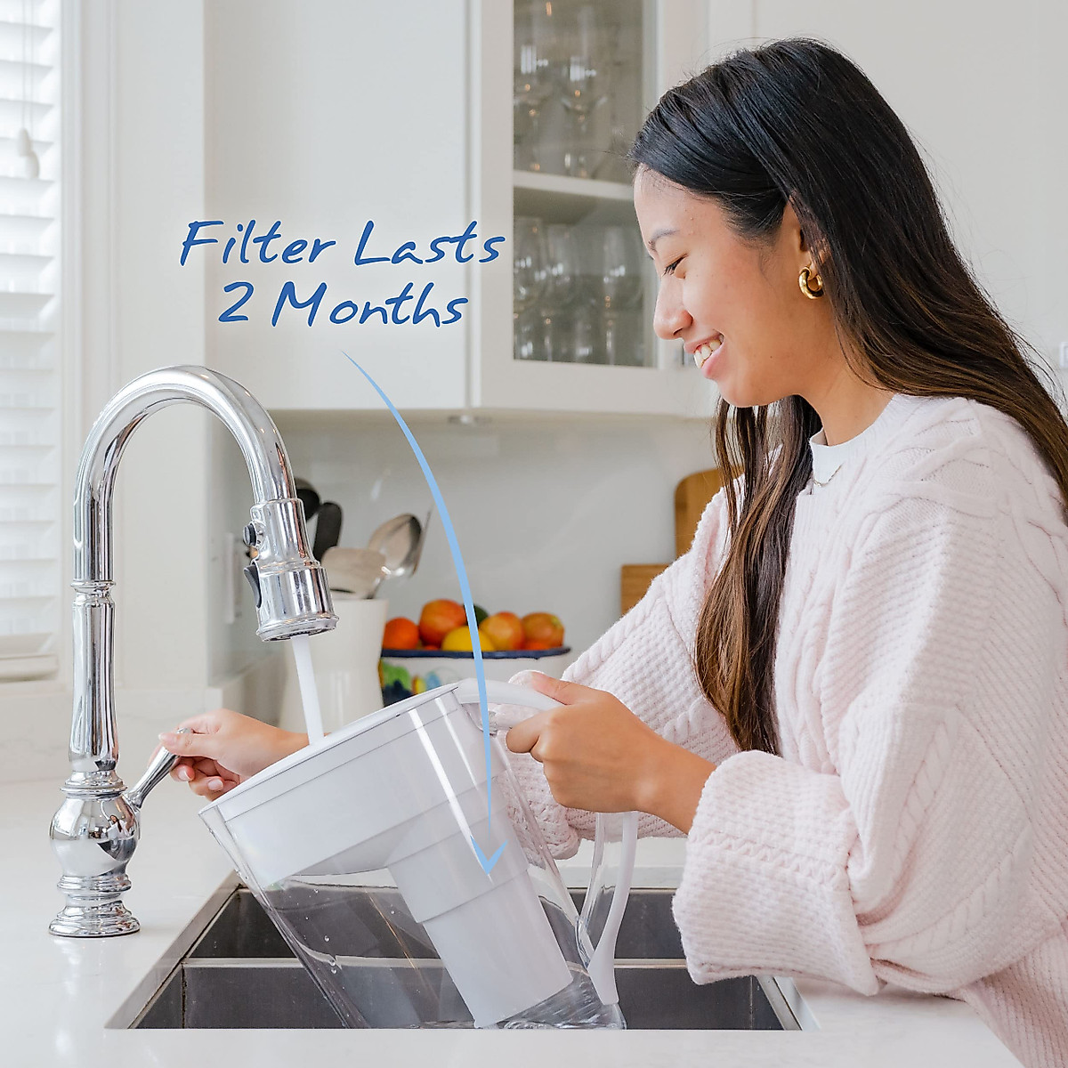 Single Replacement MINA Alkaline Water Filter by Santevia | Single at Home Water Pitcher Filter Adds Minerals and Makes Alkaline Water | Chlorine and Lead Water Filter | Made in North America