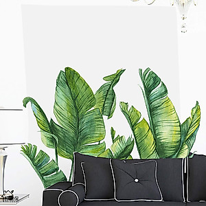Green Plants Wall Stickers, Removable PVC Fresh Leaves Stick Wall Decals, Creative Murals Paper for Decor Girls Boys Kids Nursery Baby Home Living Room Bedroom Kitchen (33.4 x 21.6 inch)