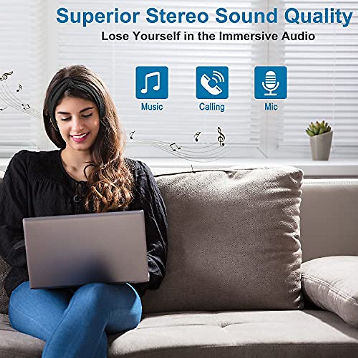 BULYPAZY Bluetooth Headband for Women, HD Speakers Bluetooth 5.0 Wireless Headband Headphones, Fashion Black Head Band with Knotted/Twist Design for Yoga, Workout, Running, Sports, Gift (Black-1)