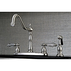 Kingston Brass KB1758WLLBS 8" Centerset Kitchen Faucet with Brass Sprayer, 8-5/8" in Spout Reach, Brushed Nickel