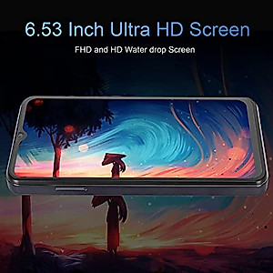 Dilwe M13 4G Unlocked Cellphone, 6.53in HD Screen Smartphone, 4G 5GWIFI Dual SIM Slots Mobile Phone, 6GB RAM 128GB ROM, Face ID Unlocked Mobile Phone for Android12, M13-Black