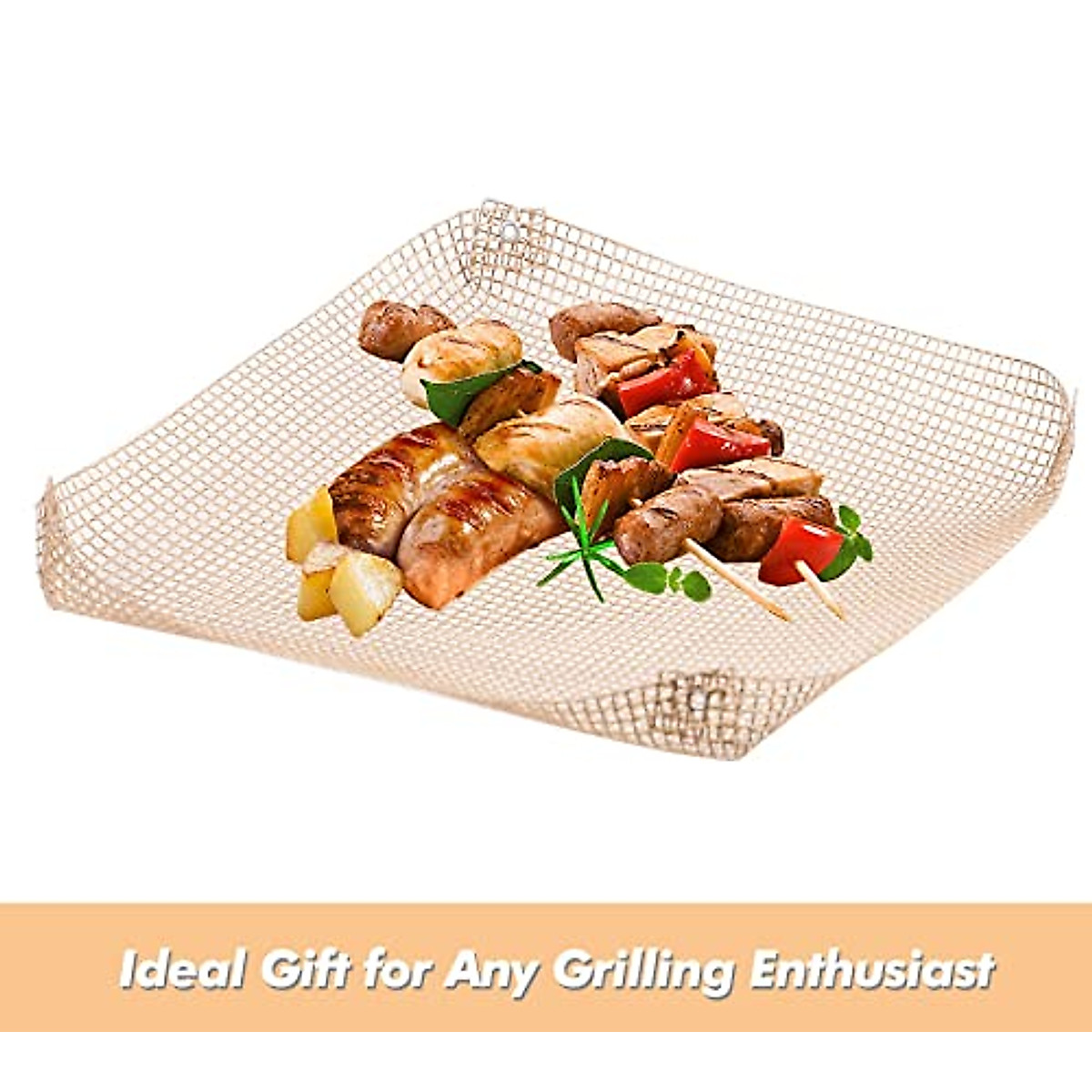 Kamehame Grill Mesh Basket, Pack of 4 Non-Stick Meat Vegetable Grill Tray for Grilling and Baking, Oven Crisper Basket for Crisp up Pizza, Fries, Chips