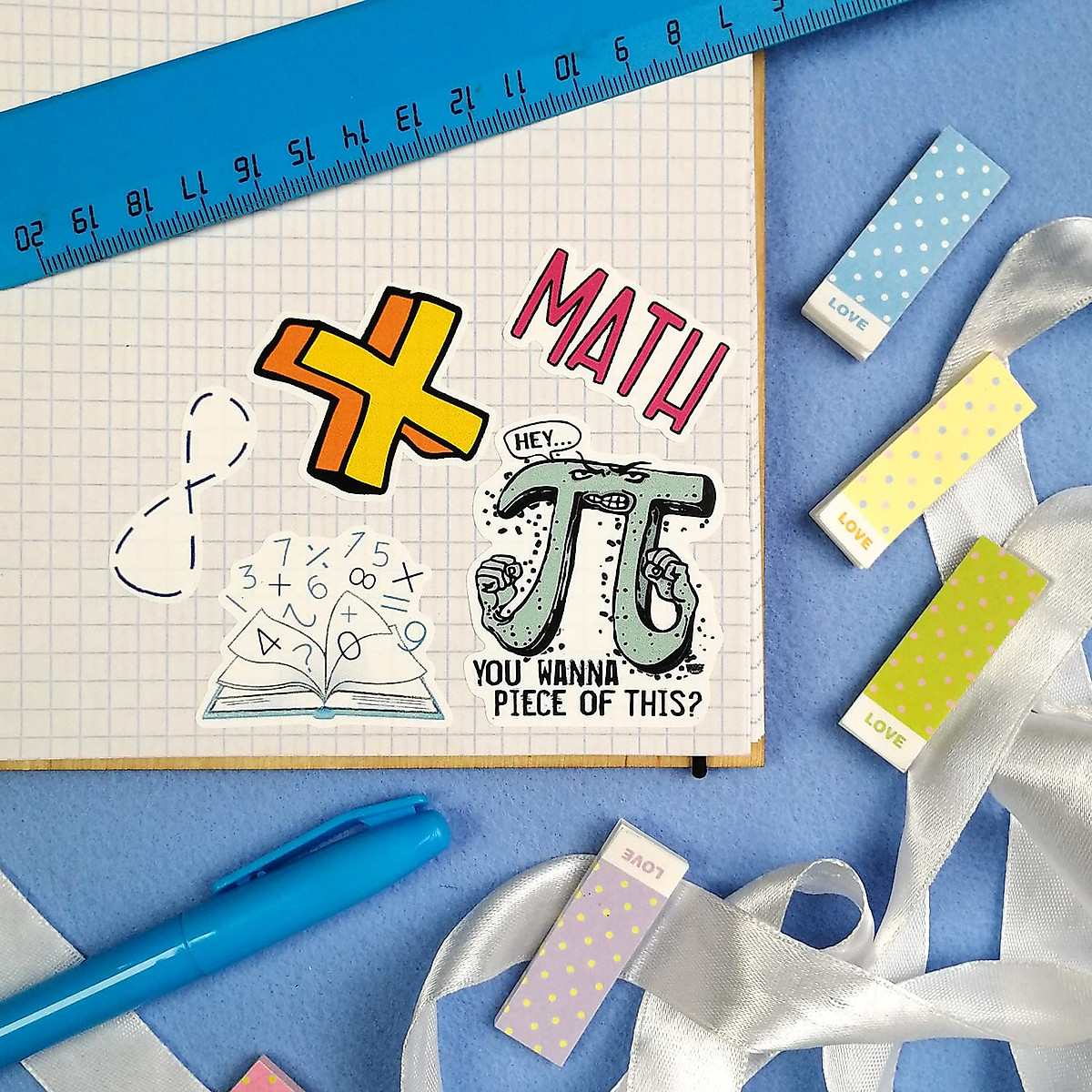 BulbaCraft 100Pcs Small Math Stickers for Students - Funny Math Gifts for Women and Men, Math Related Stickers, Funny Math Nerd Gifts, Math Lovers, Math Jokes for Mathy Folks, Math Laptop Decals