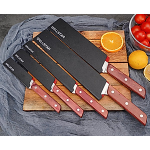 WELLSTAR Knife Edge Guards Set, 5 Piece Universal Blade Covers, BPA Free ABS Protective Blade Sheaths, Non-Scratch Felt Lining Kitchen Knives Covers (Knives not included)