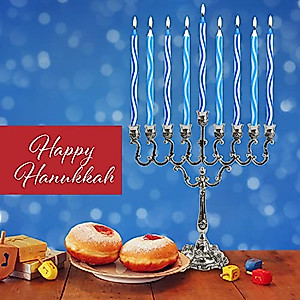 Hanukkah Candles Standard Size - Wave Etched Blue & White Chanukah Candles Fits Most Menorahs - Premium Quality Wax - 45 Count for All 8 Nights of Hanukkah - by Ner Mitzvah