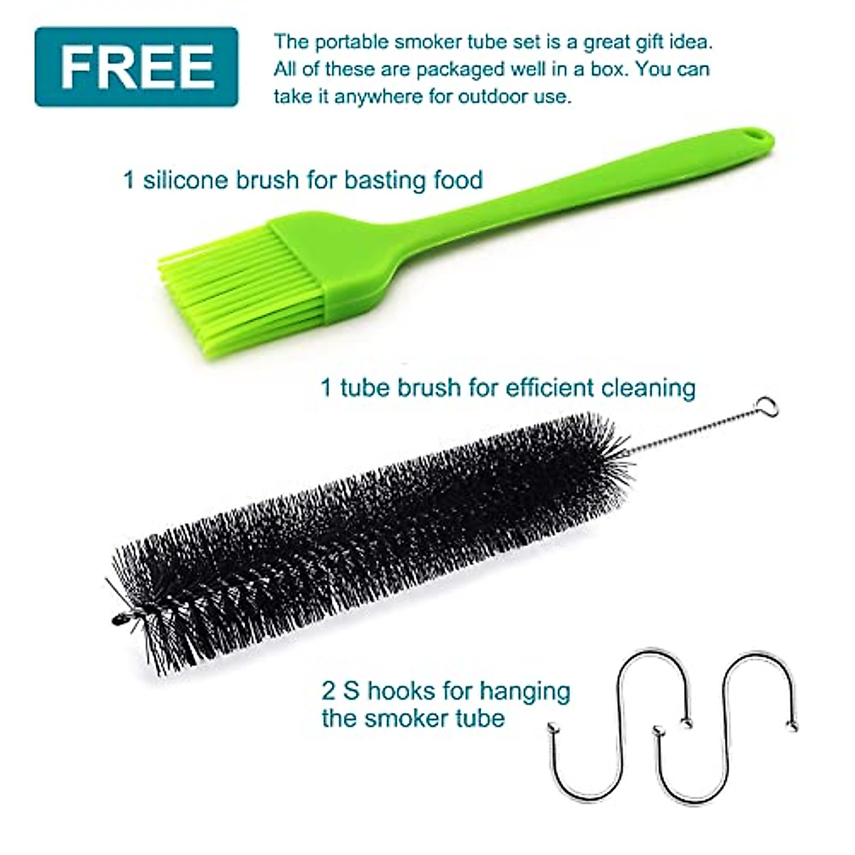 Aushucu 2pcs Smoker Tube 12in Pellet Smoker Tube Stainless Steel Smoke Tube for Hot or Cold Smoking 5 Hours of Billowing smoke Portable BBQ Smoking tube Generator Electric Charcoal Gas Grill Smoker