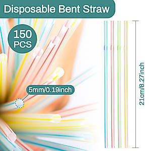 MAQIHAN 150PCS Disposable Plastic Drinking Straws - Flexible Drinking Straws Long Plastic Straws Drinking Straws Bendable Colorful PP Plastic Straws for Home Use Milk Juice Drinks