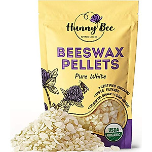 HUNNYBEE Beeswax Pellets 1LB, 100% Organic Bees Wax for DIY Candles, Skin, Body Cream, Face, and Hair Care, Lotions Deodorant, Lip Balm and Soap Making