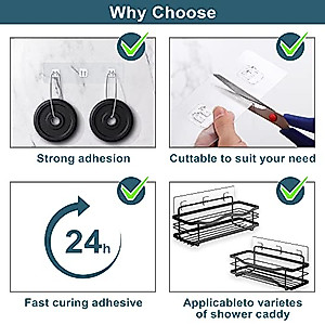 ENIBOE 2 Pack Shower Caddy Adhesive Replacement Stickers Nail Free Strong Sticker Hook Strip No-trace Transparent Adhesive Pad for Soap Holder, Bath Toilet Kitchen Organizer Shelf Accessories