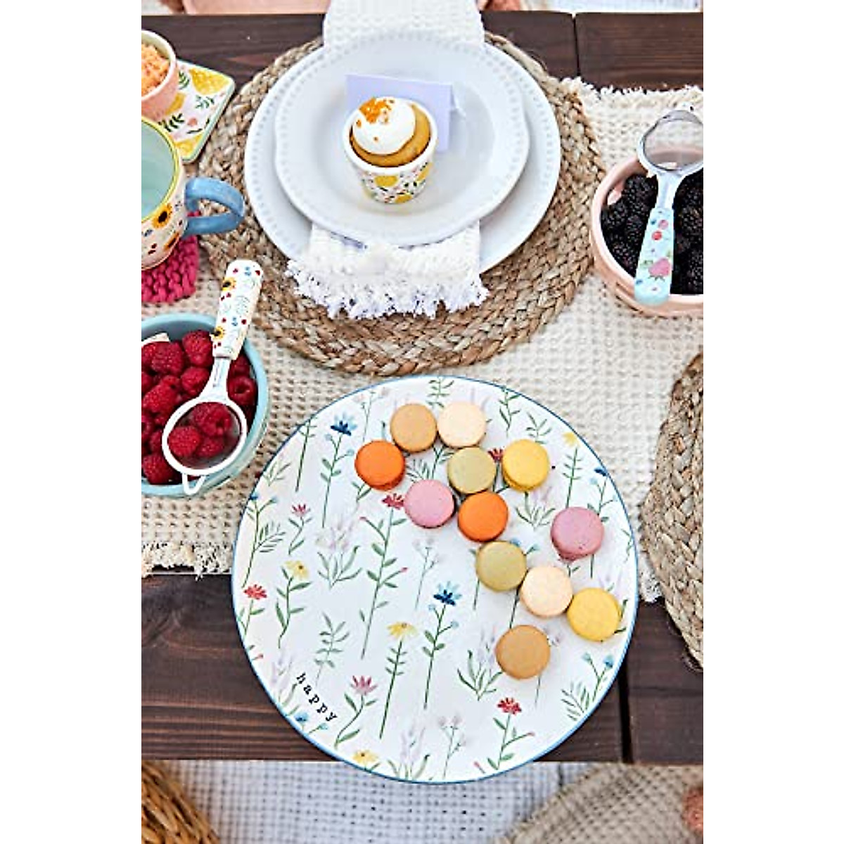 Mud Pie Floral Platter, Round, 12" dia