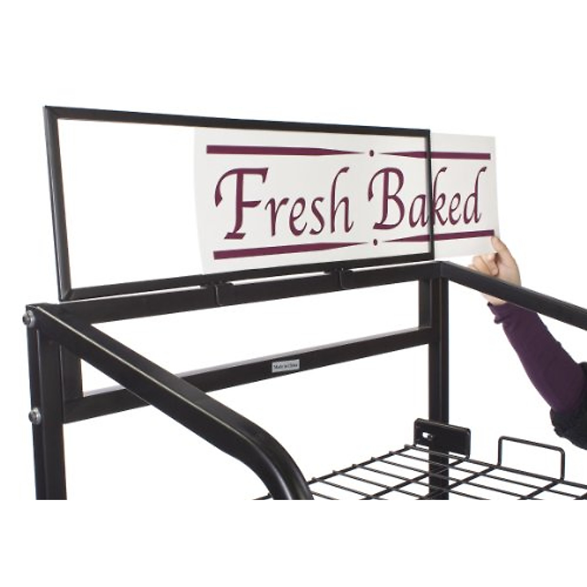 Displays2go Steel Baker's Rack with Wheels Six Wire Shelves, Black