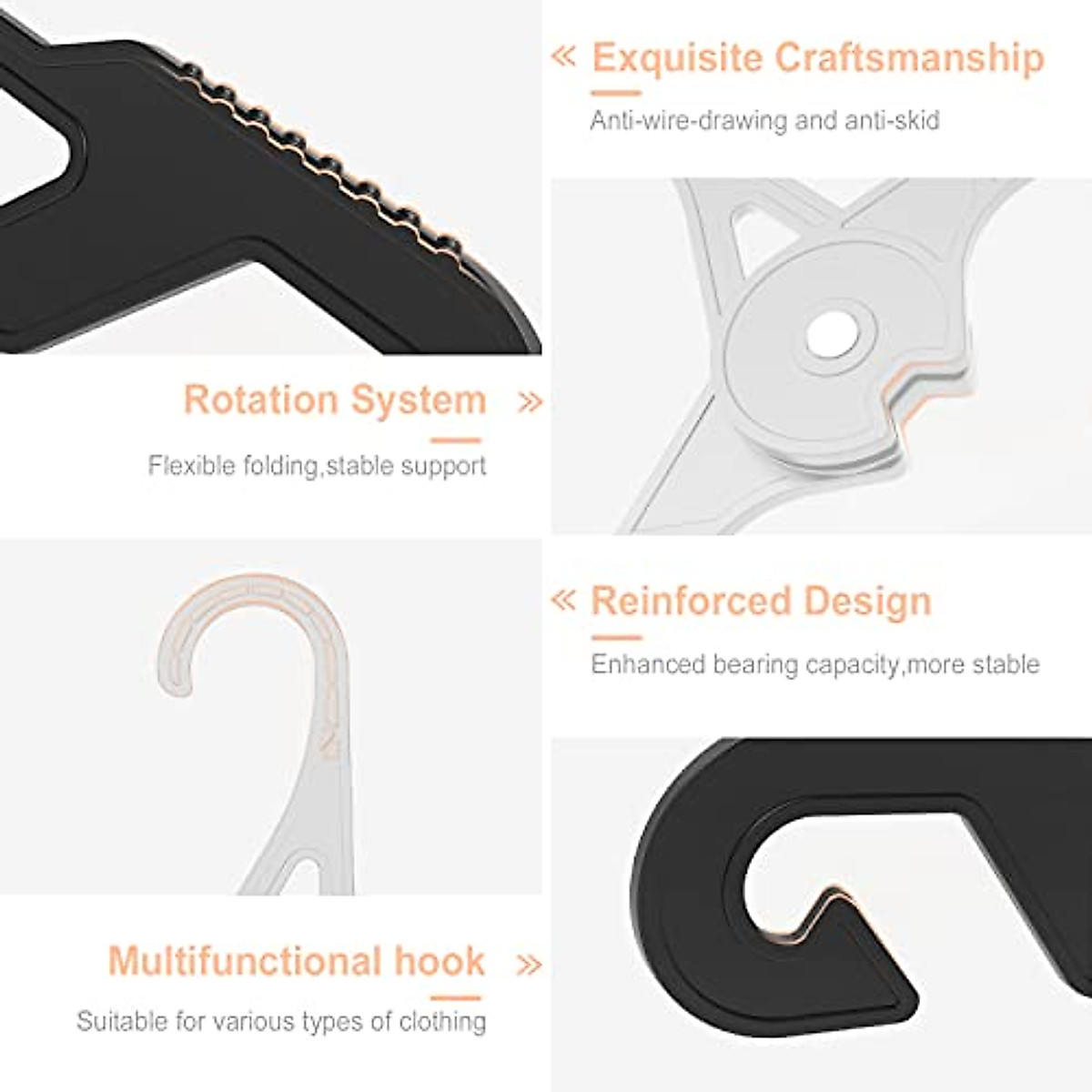 NICEDACK Premium Travel Hangers 6 Pack Portable Folding Clothes Hangers - Super Bearing Collapsible Hanger Foldable Clothes Drying Rack for Travel, Indoor and Outdoor Use (6 Pack 3Black/3White)