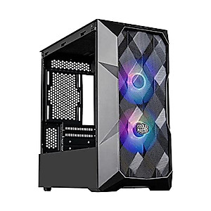Cooler Master TD300 Mesh White Micro-ATX Tower with Polygonal Mesh Front ana Removable Top Panel, ARGB/PWM Hub Tempered Glass, Dual Sickleflow PWM ARGB Lighting Fans