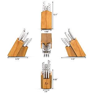 Cangshan Alps Series 1026665 German Steel Forged 12-Piece Knife Block Set, Acacia (White)