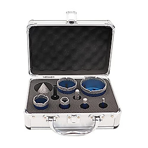 Diamond Core Drill Bit Set for Porcelain Tile Ceramic Marble Granite Drilling,BRSCHNITT 9pcs Vacuum Brazed Diamond Hole Saw with 5/8-11 Thread （1/4" 3/8" 4/5" 1-3/8" 2" 2-1/2"）