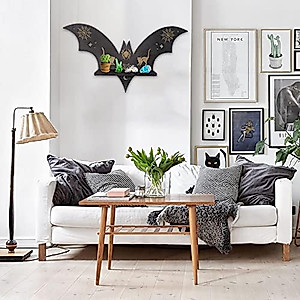 suyam Crystal Display Shelf,Bat Crystal Shelf Wooden Floating Shelf | Wall Hanging Crystal Holder Stand Decor for Crystals Stones Essential Oils Display