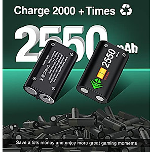 Controller Charger Station with 2x2550mAh Rechargeable Battery Packs for Xbox One/X/S/Elite/Xbox Series X|S, High Speed Charging Dock with 4 Batteries Cover for Xbox One Controller Battery Pack, White