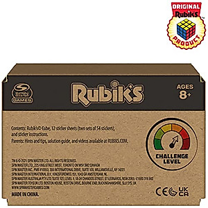 Rubik's Cube, Original 3x3 Puzzle Brain Teaser Fidget Toy with Removable Interchangeable Mod Stickers to Customize, for Adults & Kids Ages 8 and up