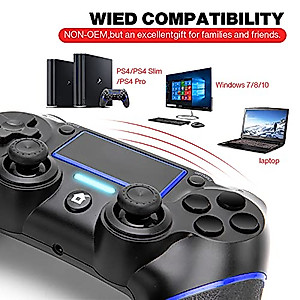 PPCgrop Wireless PS4 Controller Remote Controller Compatible with PS4/Slim/Pro, Wireless Gams Controller with Dual Vibration, 6-Axis Motion, Audio Function, Mini LED Indicator