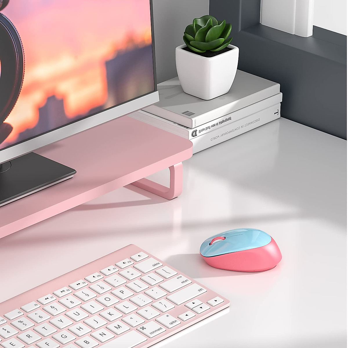 Trueque Wireless Mouse E702 2.4GHz Portable Computer Mouse with USB Receiver, Comfortable Silent Mice for Laptop, Chromebook, PC, Notebook, Desktop, Windows, Mac (Blue&Pink)