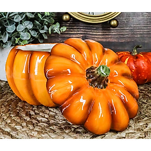 Ebros 6" Diameter Home And Kitchen Gourmet Vegetable Pumpkin Soup Or Dessert Bowl With Lid Ceramic Decor Dinnerware For Halloween Pumpkins Party Accent (1)