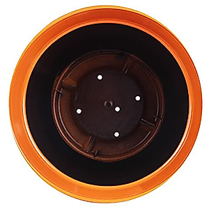 Garden Elements Glazed Brushed Happy Large Plastic Planter, 15" (2, Bright Orange)