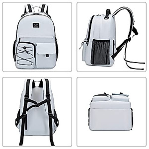 Lohol Casual Backpack for Teen Boys and Girls, Anti Theft Daypack with 15 Inch Laptop Compartment for Travel School (Beige)