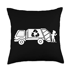 Garbage Truck Waste Recycle Trash Collector Earth Day Throw Pillow