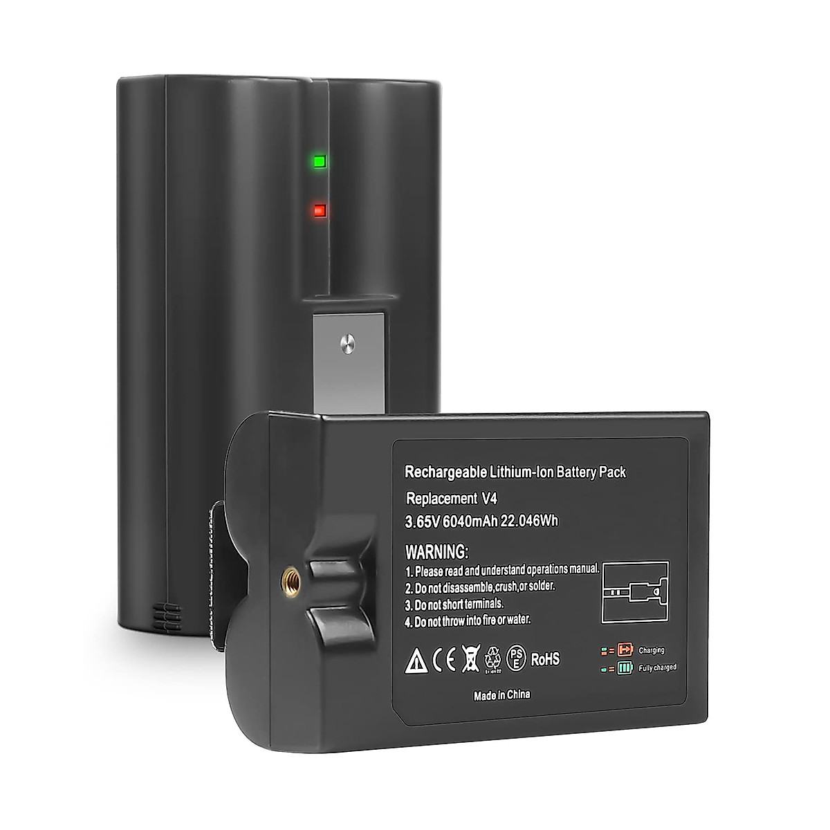 2Pack Replacement for Ring Battery Compatible with Ring-Doorbell-Camera 2/3/4/3plus, Stick Up Cam Battery (2nd and 3rd Gen), Also for Spotlight Cam and Peephole Cam, Rechargeable 3.65V 6040mAh Battery